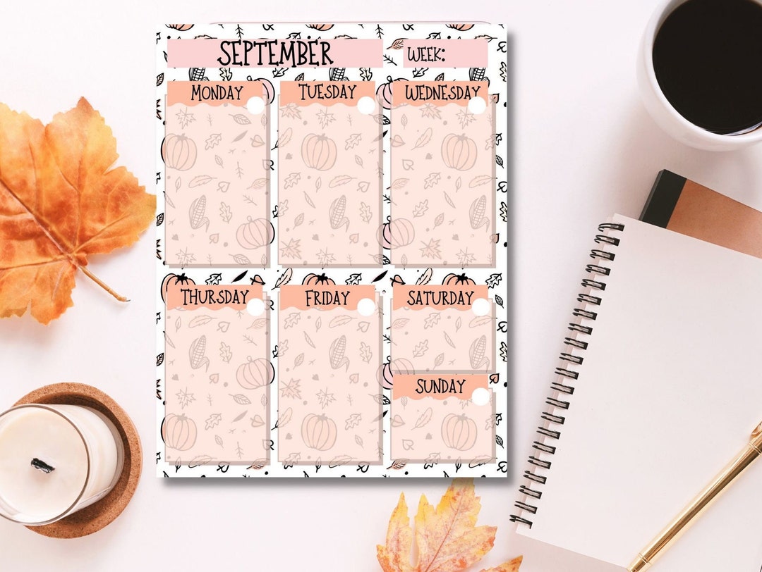 Printable September October November Weekly Daily Pastel Fall Themed ...