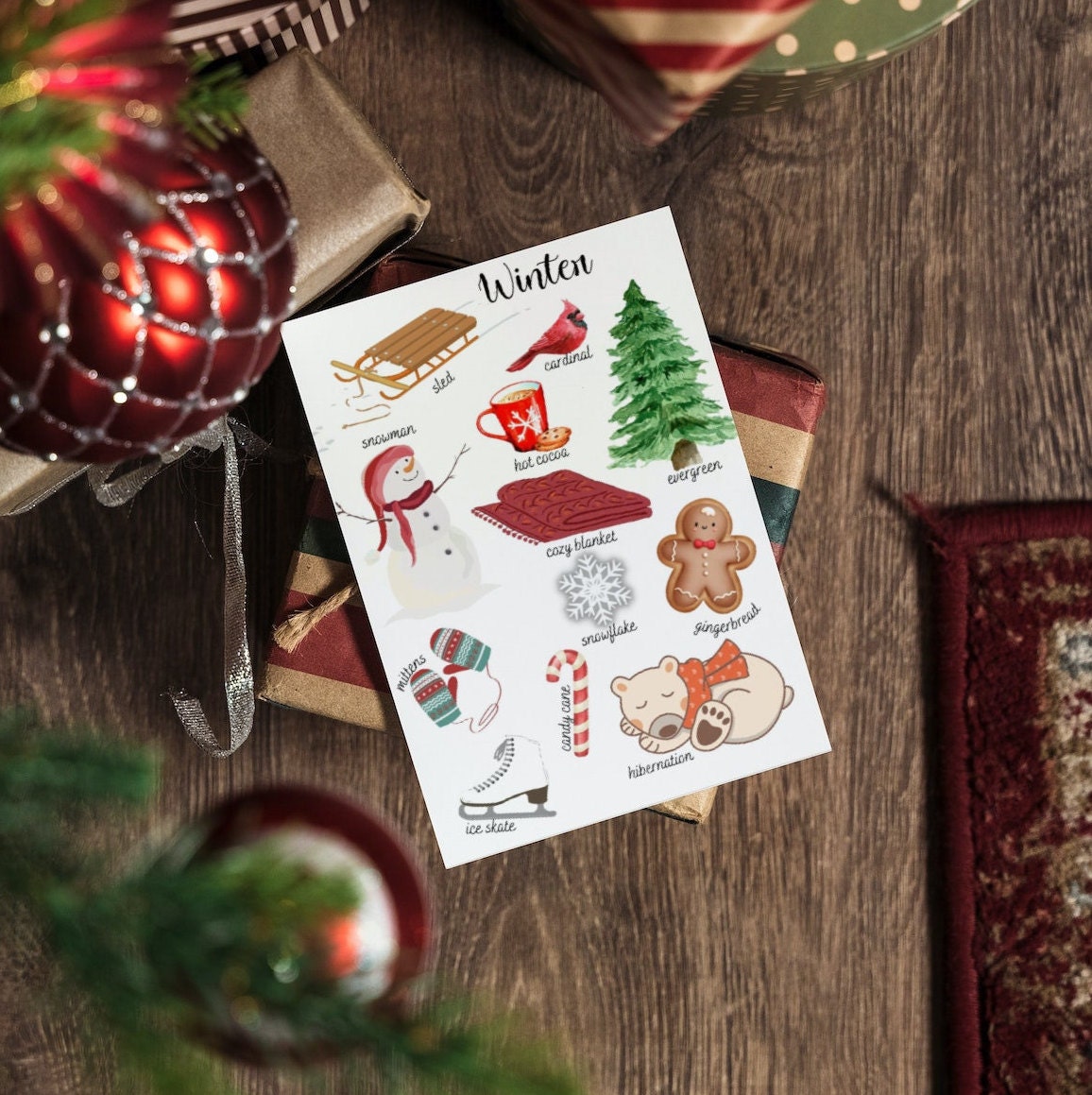 Printable Montessori Seasons Winter Poster | Water Color Poster ...