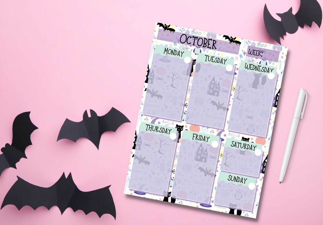 Halloween Daily Planner Printable Weekly Fall Calendar Pages Halloween ...