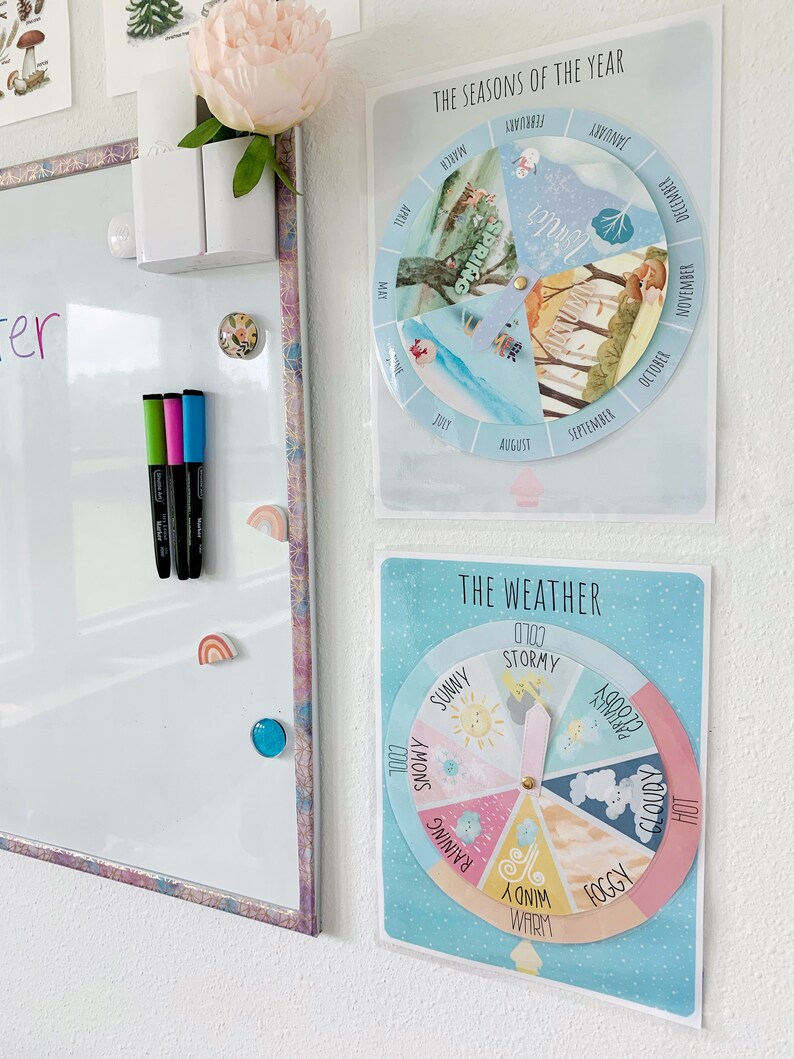 Watercolor Seasons Wheel Spinner Board Printable-(montessori, Classroom ...