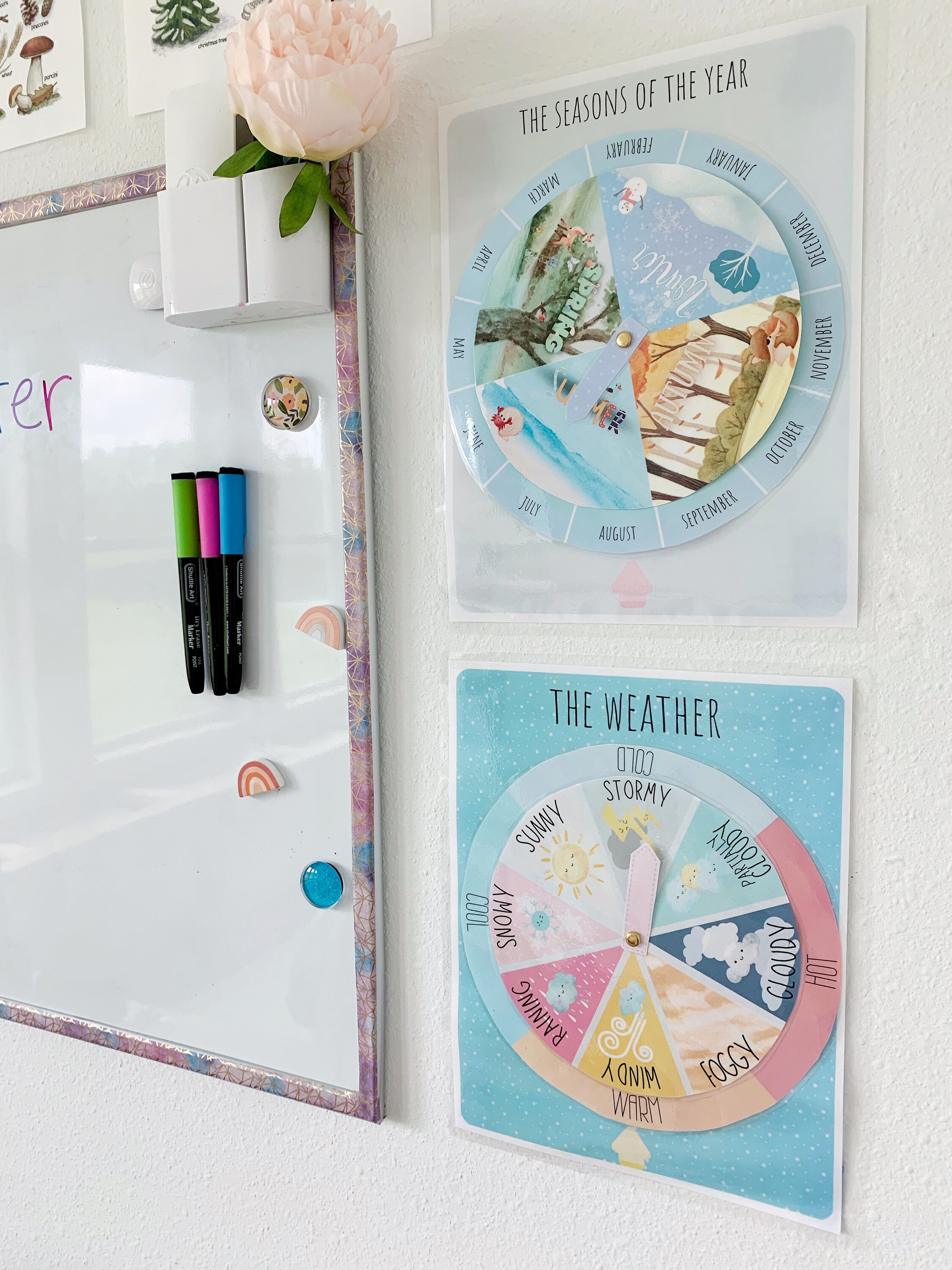 Watercolor Seasons Wheel Spinner Board Printable-(montessori, Classroom ...