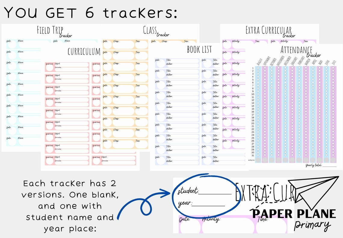 Portfolio Homeschool Printable / Field Trip Tracker / Attendance ...