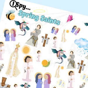 Catholic Kids Saints Printable Worksheet I SPY / Catholic Activity ...