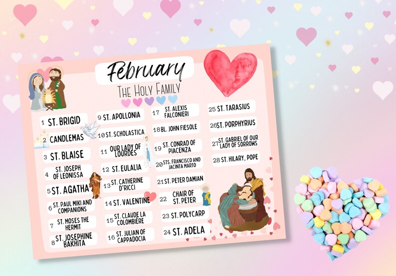 February Saints Feast Day Calendar / Printable Catholic - Etsy