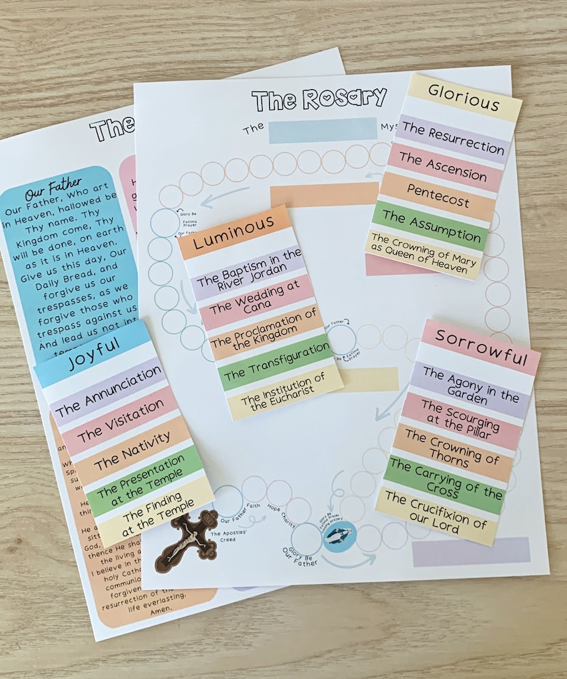 Rosary Kids Activity Printable Worksheet Craft. Digital Catholic ...