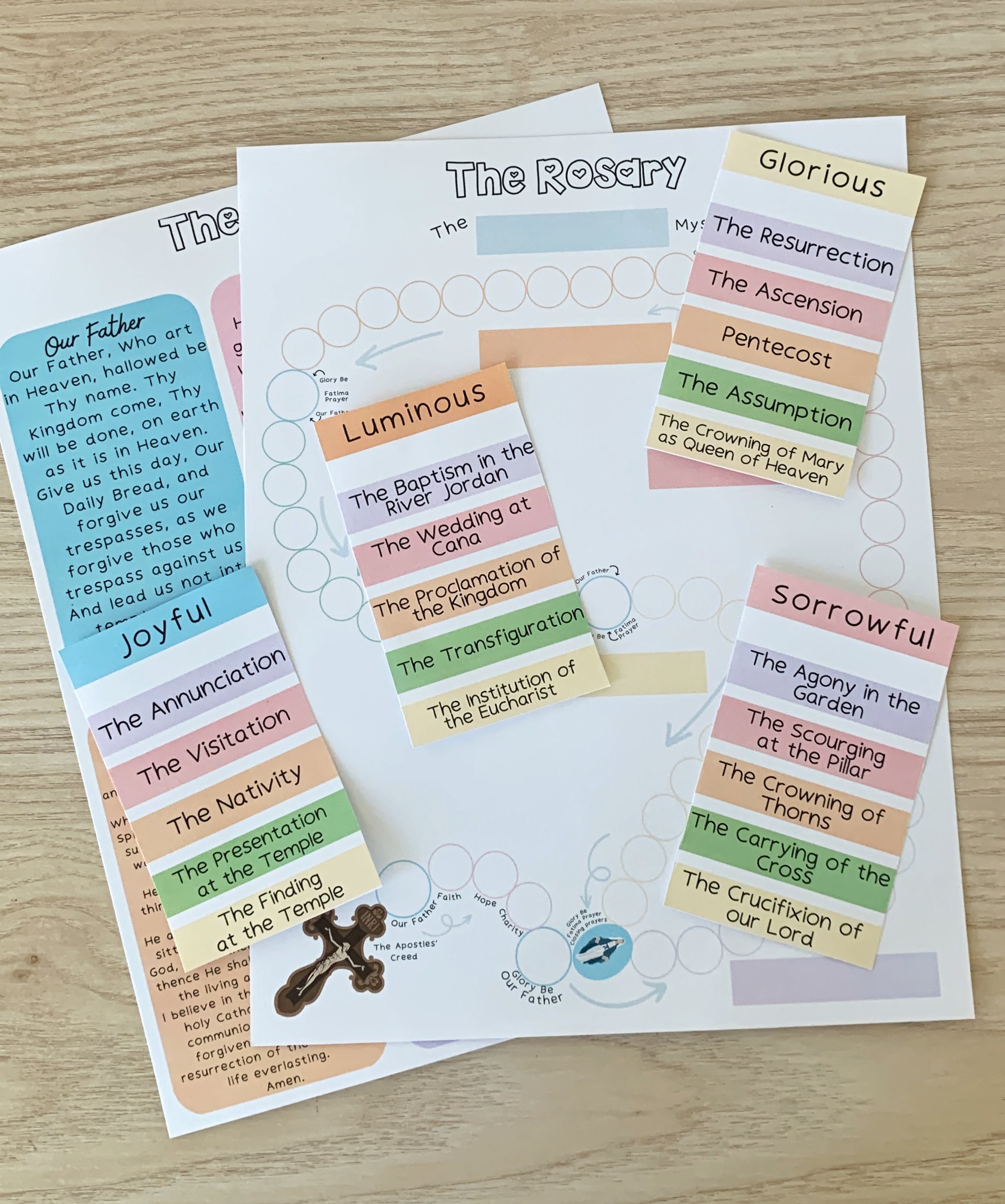 Rosary Kids Activity Printable Worksheet Craft. Digital Catholic ...