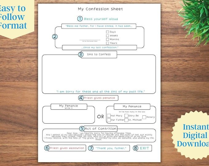 Sheet Confession Catholic Kids / Printable Kids Reconciliation ...