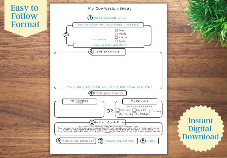 Sheet Confession Catholic Kids / Printable Kids Reconciliation ...