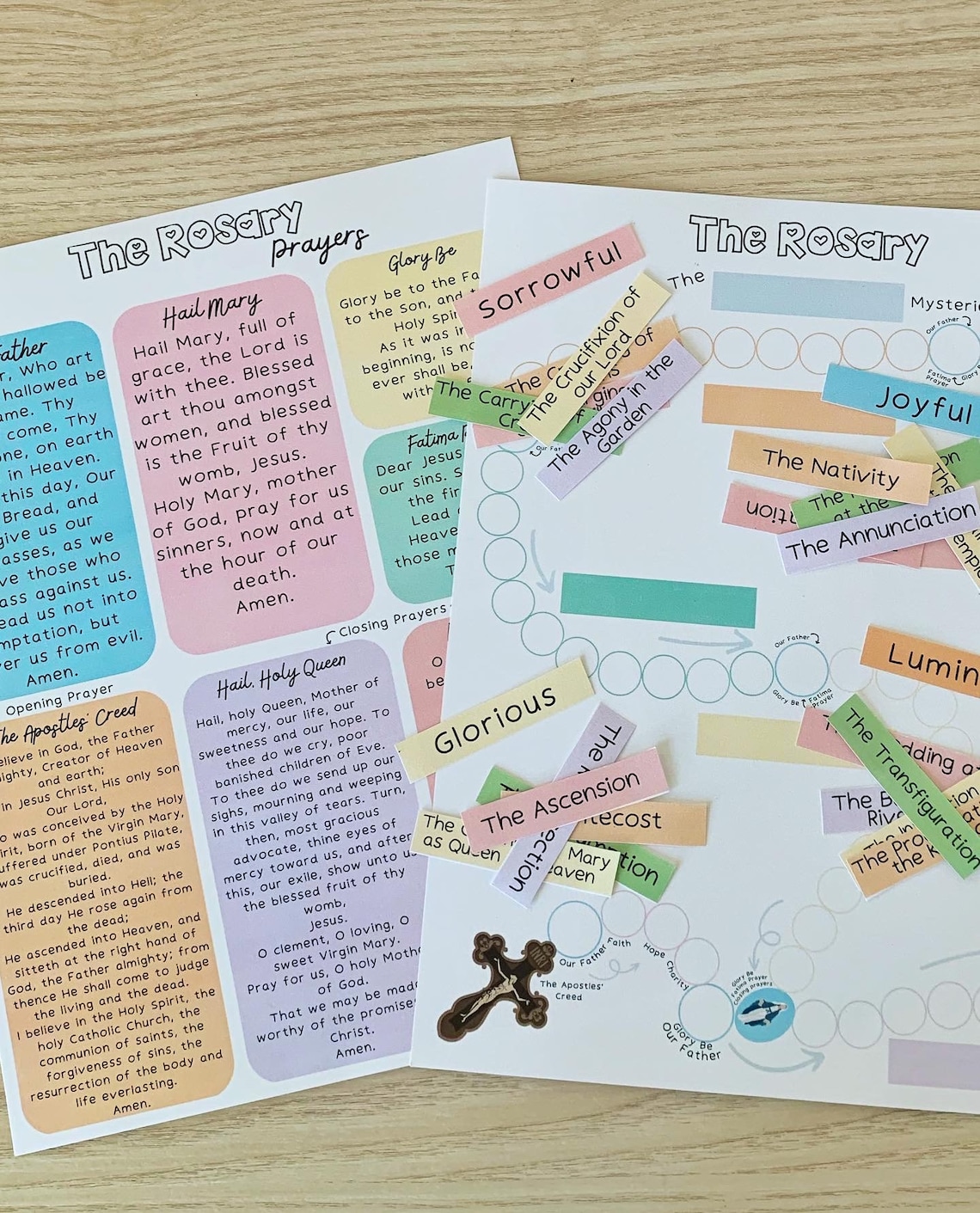 Rosary Kids Activity Printable Worksheet Craft. Digital Catholic ...