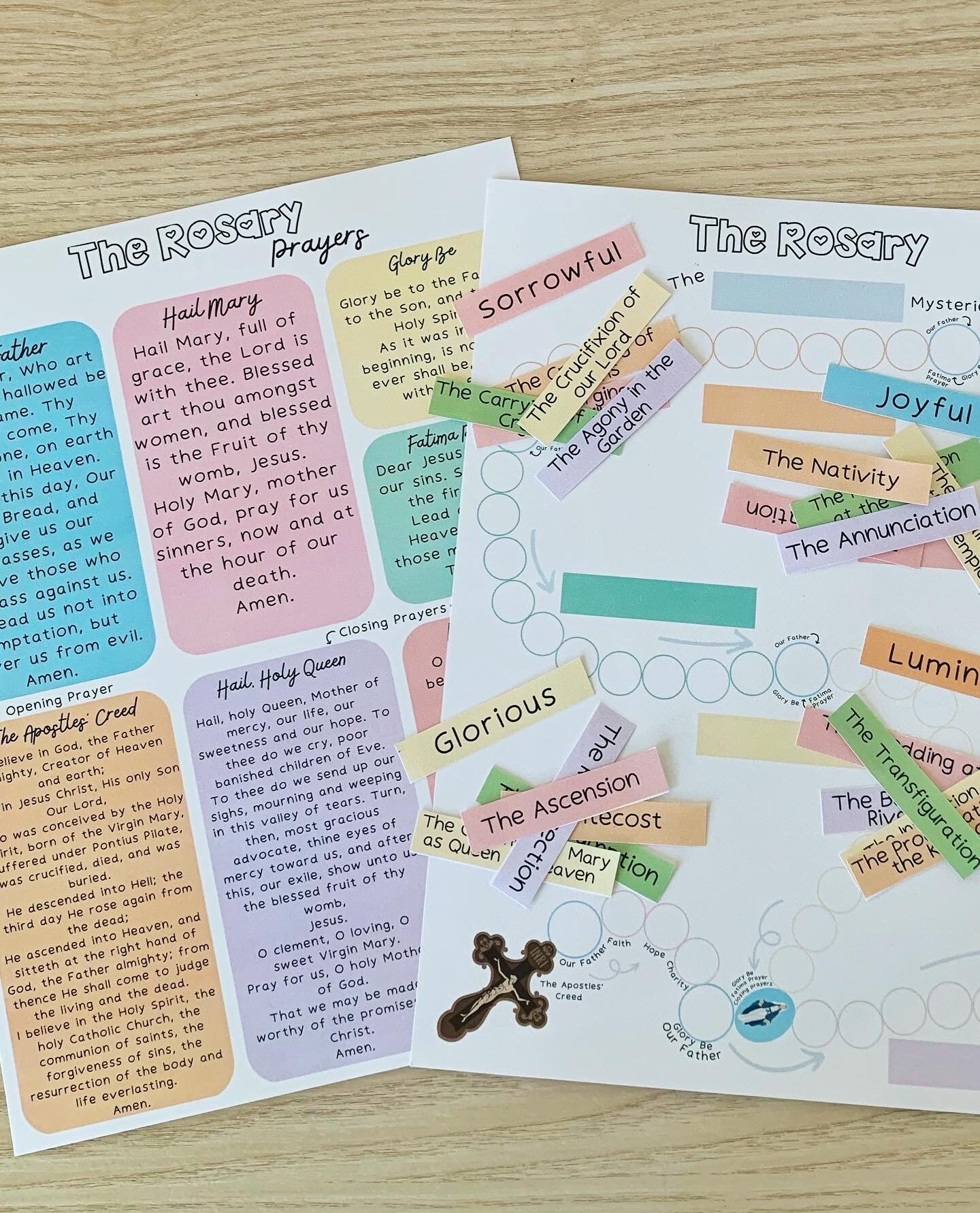 Rosary Kids Activity Printable Worksheet Craft. Digital Catholic ...