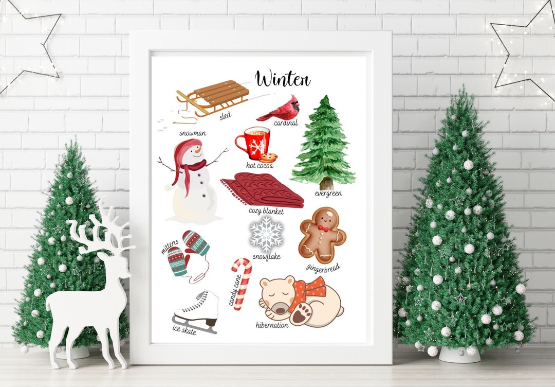 Printable Montessori Seasons Winter Poster | Water Color Poster ...