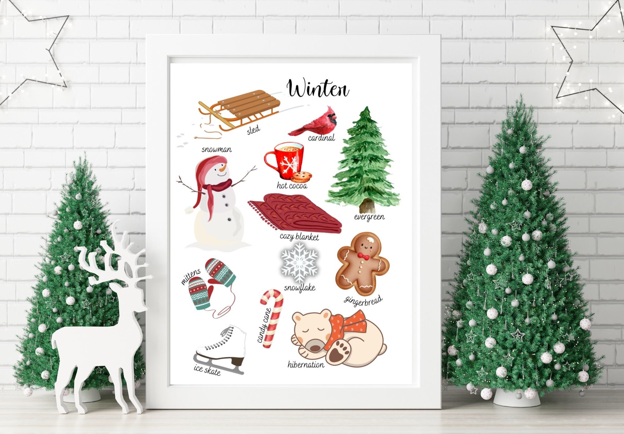Printable Montessori Seasons Winter Poster | Water Color Poster ...