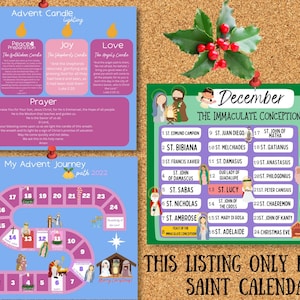 December Saints Feast Day Printable Calendar- St. Nicholas, Saint Lucy ...