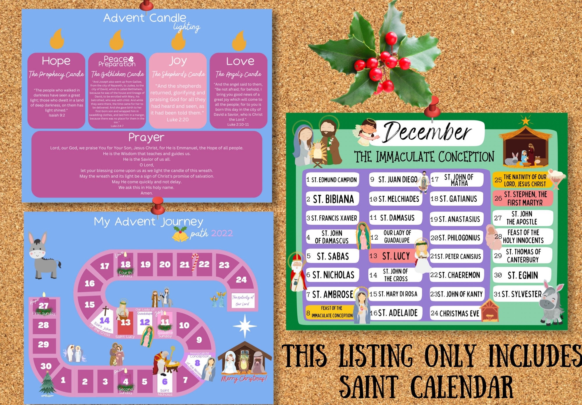 December Saints Feast Day Printable Calendar St. Nicholas, Saint Lucy ...