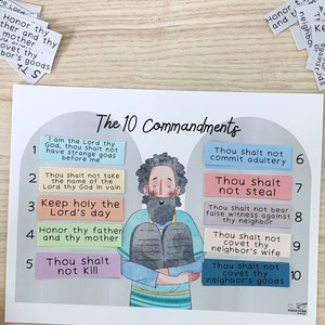 10 Commandments Printable Activity Sheet and Print. Digital Catholic ...