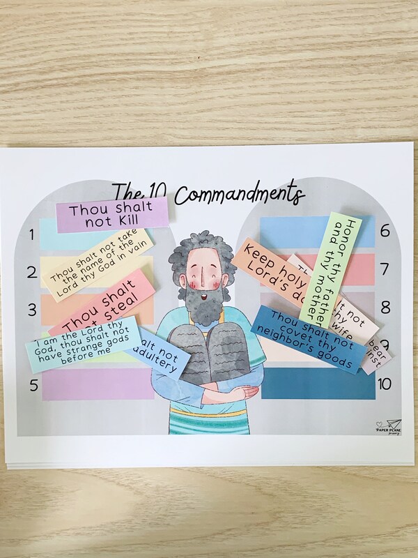 10 Commandments Bible Story Activity, Sunday School Craft, Printable ...