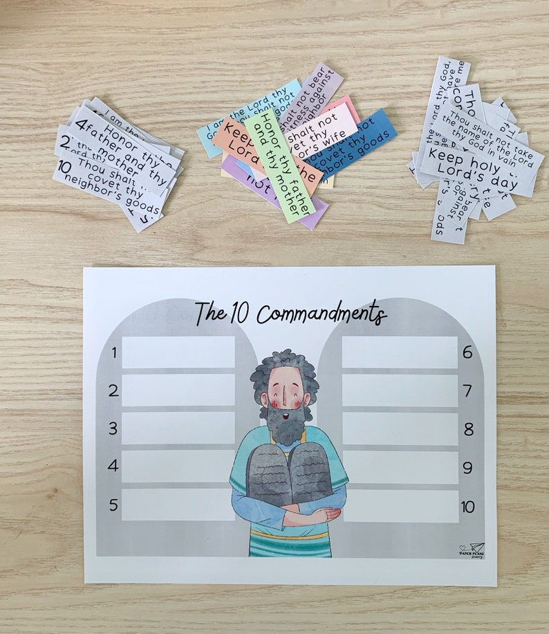 10 Commandments Printable Activity Sheet and Print. Digital - Etsy