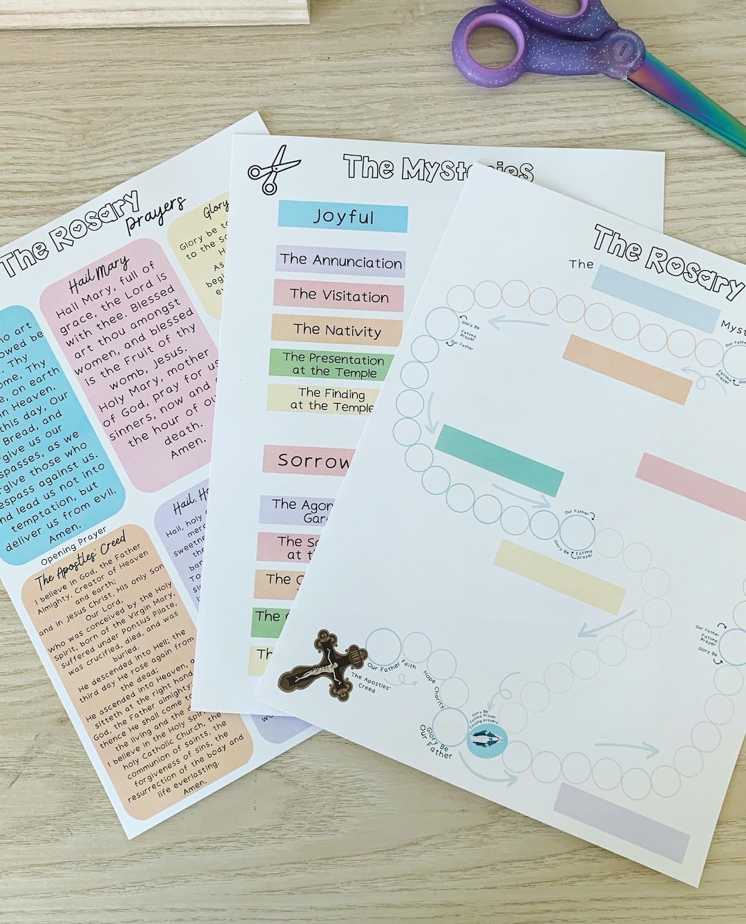 Rosary Kids Activity Printable Worksheet Craft. Digital Catholic ...