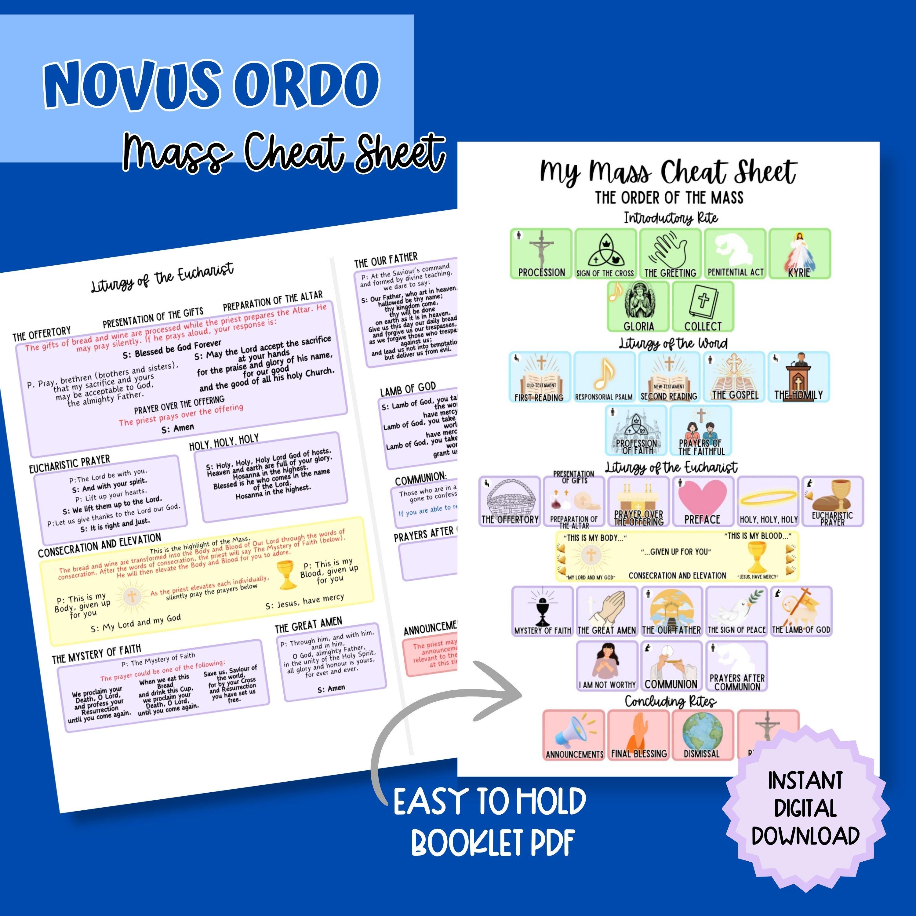 Mass Cheat Sheet ENGLISH | Catholic Printable Missal | Kids Catholic ...