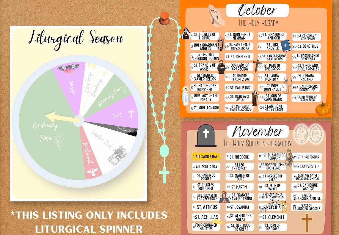 Liturgical Wheel Spinner Board Printable Classroom Teaching - Etsy