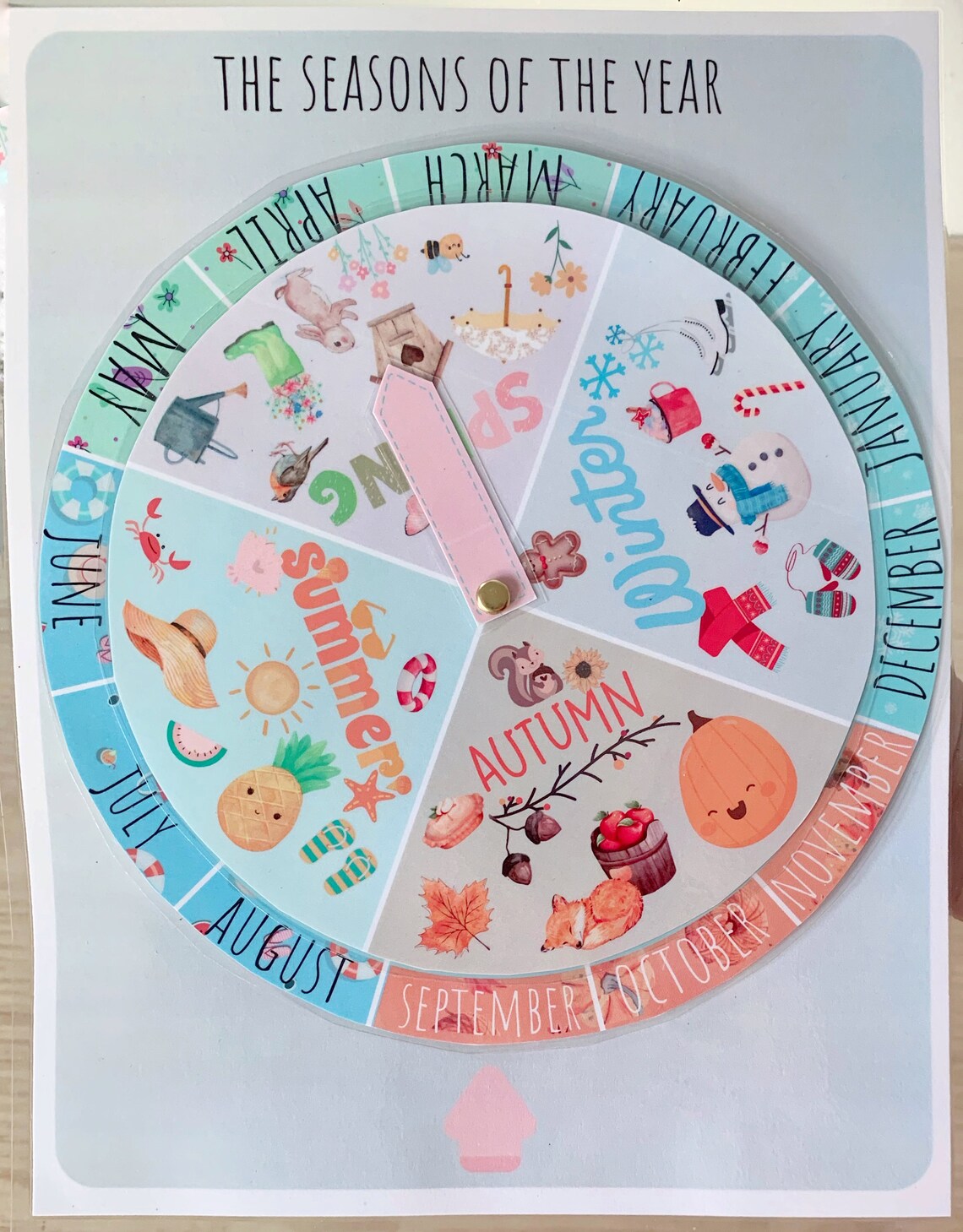 Seasons Wheel Spinner Board / Printable Seasons / Homeschool Seasons ...