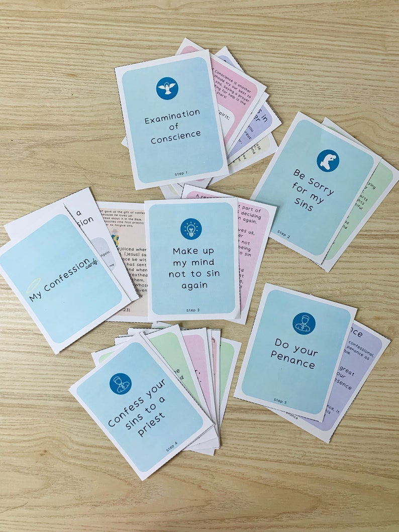 Confession Catholic Kids Cards / Printable Kids Reconciliation - Etsy