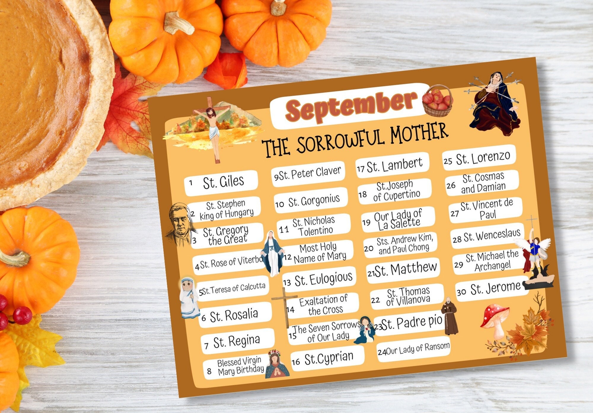 September Saints Feast Day Printable Calendar- St. Michael Digital ...