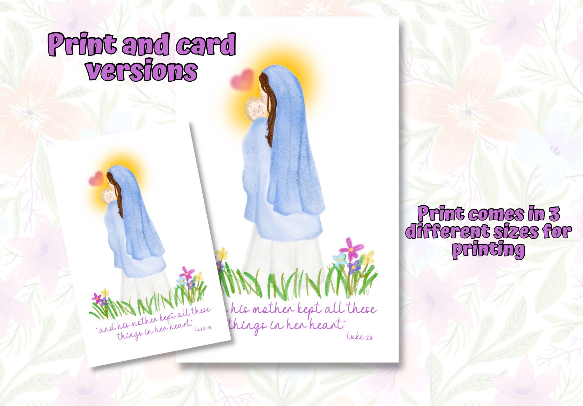 Catholic Mothers Day Mary Card Printable / Mary Printable / Catholic ...