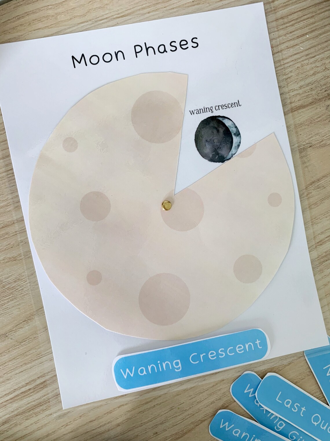 Moon Phase Spinner / Printable Lunar Chart / Homeschool Moon / Lunar ...