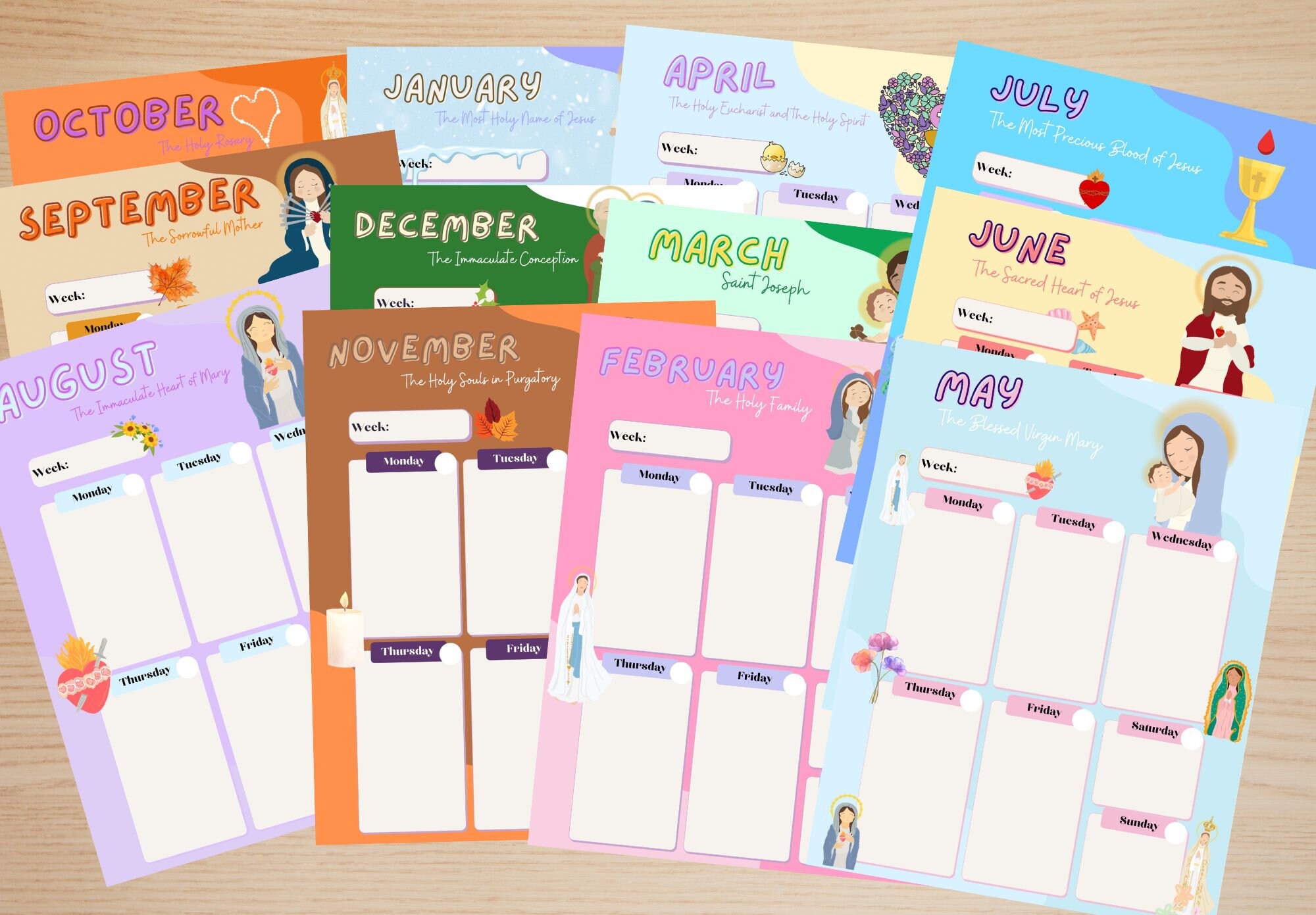 Catholic Planner Printable Daily Pages. Liturgical Calendar Planner ...