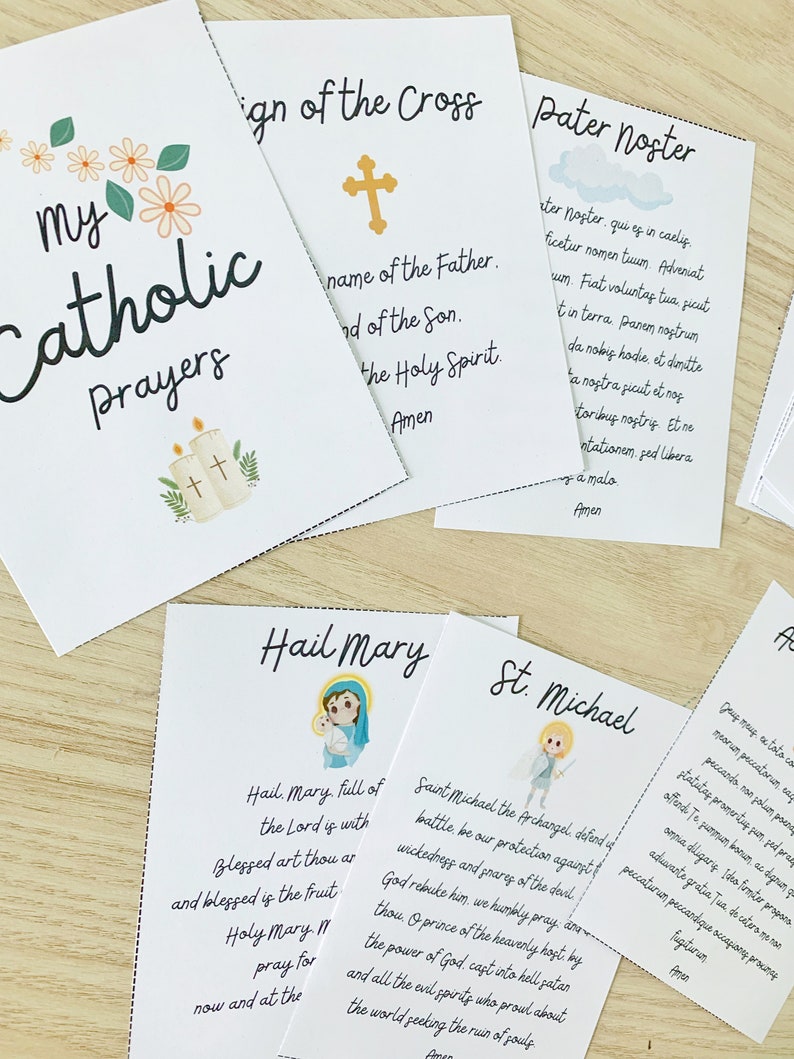 Catholic Prayer Cards Printable Kids | Catholic Printable | Catholic ...