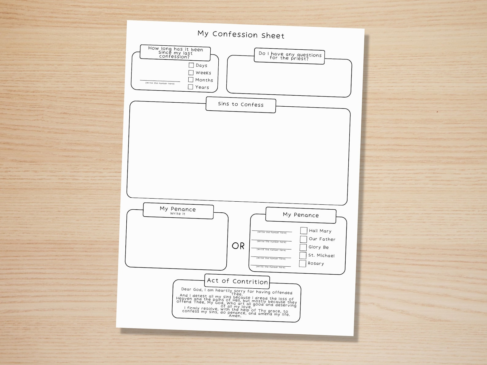Sheet Confession Catholic Kids / Printable Kids Reconciliation ...