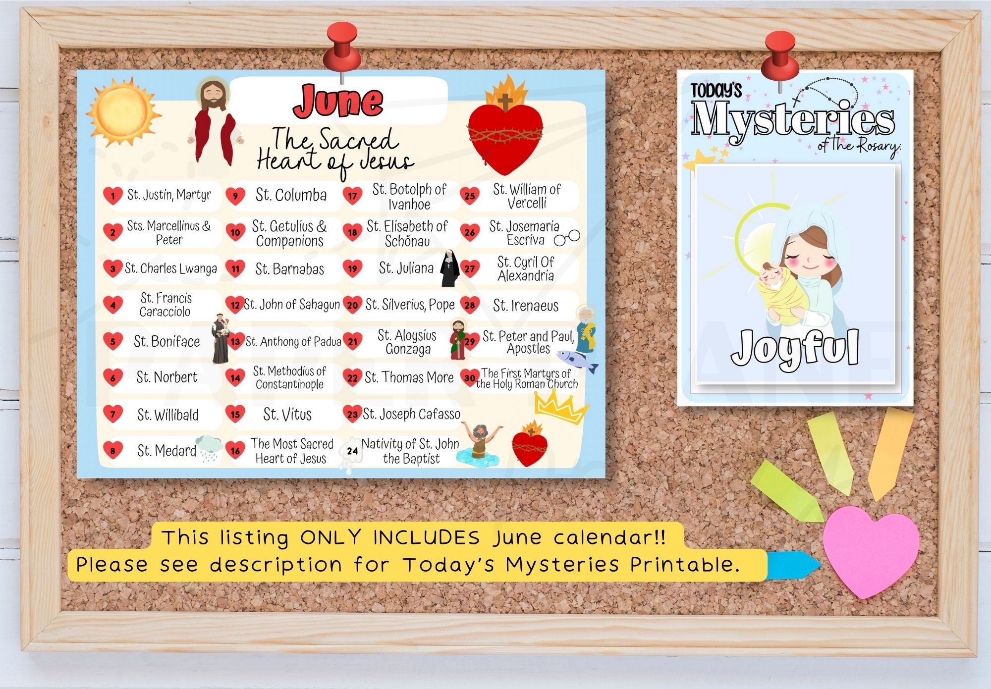 June Saints Feast Day Printable Calendar Sacred Heart Print St Peter ...