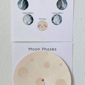 Moon Phase Spinner / Printable Lunar Chart / Homeschool Moon / Lunar ...