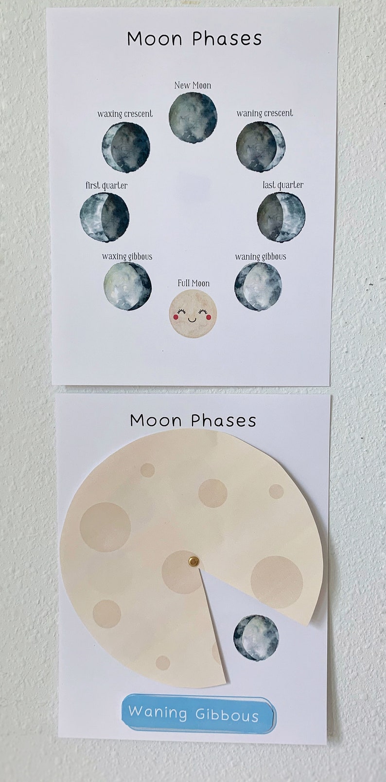 Moon Phase Spinner / Printable Lunar Chart / Homeschool Moon / - Etsy ...