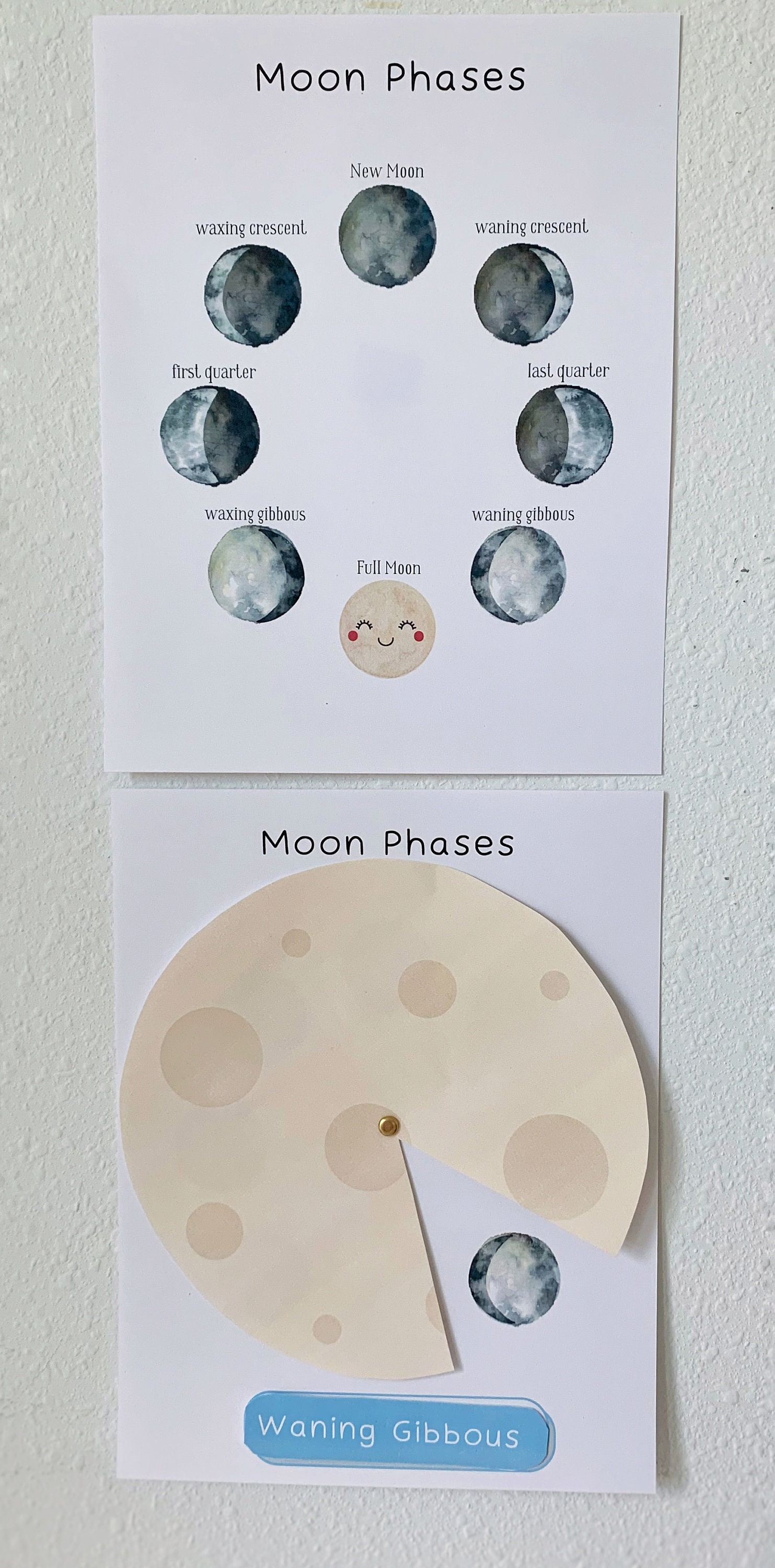 Moon Phase Spinner / Printable Lunar Chart / Homeschool Moon / Lunar ...