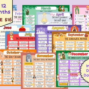 All Saints Feast Day Printable Calendar All 12 Months Catholic Calendar Liturgical Calendar - Etsy