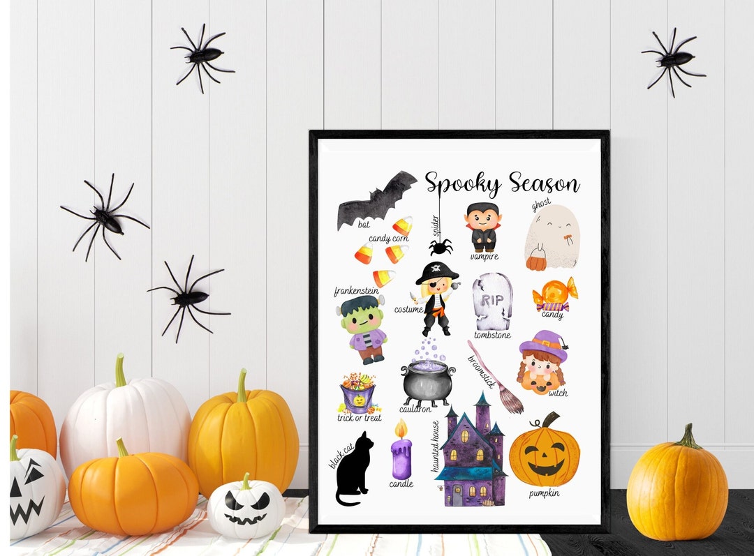 Halloween Poster Print- Printable Montessori Watercolor Classroom Decor ...