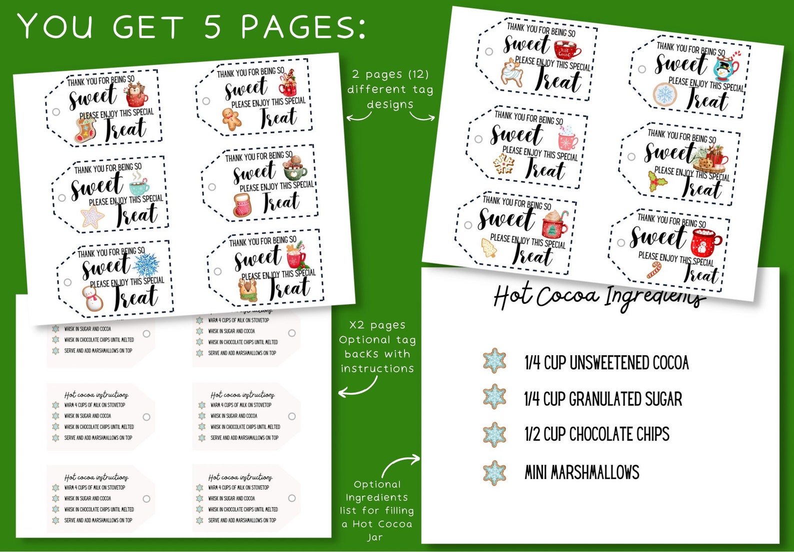 HOT COCOA Tags Printable / Printable Teacher Gift Tags / Teacher Gift ...