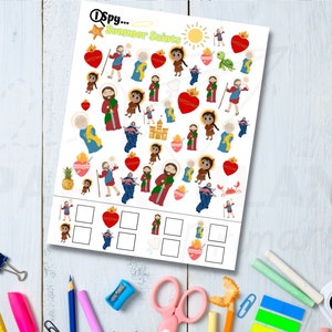 Catholic Kids Saints Printable Worksheet I SPY / Catholic Activity ...