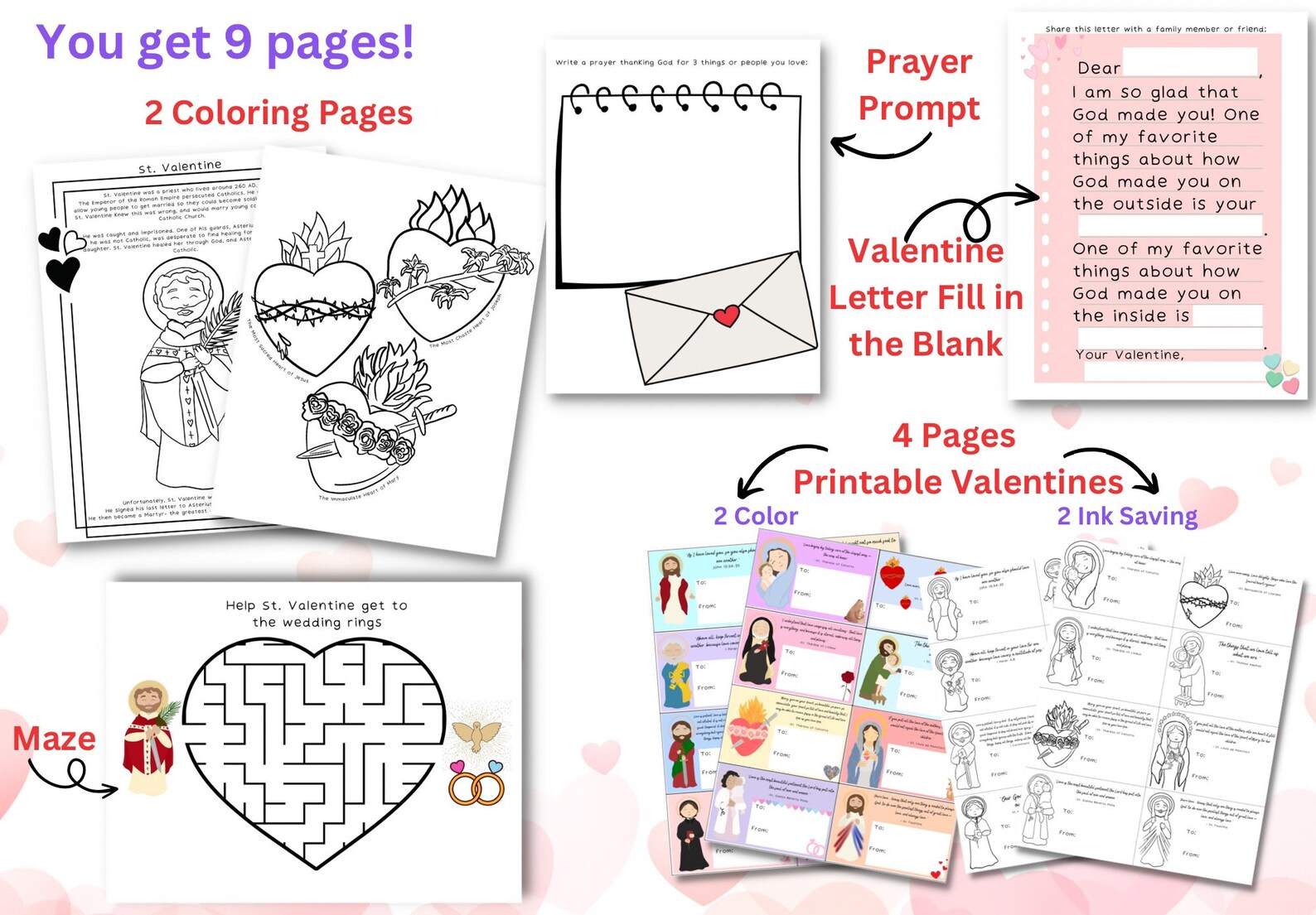 Saint Valentine Catholic Printable Activity Sheet. Digital Catholic ...
