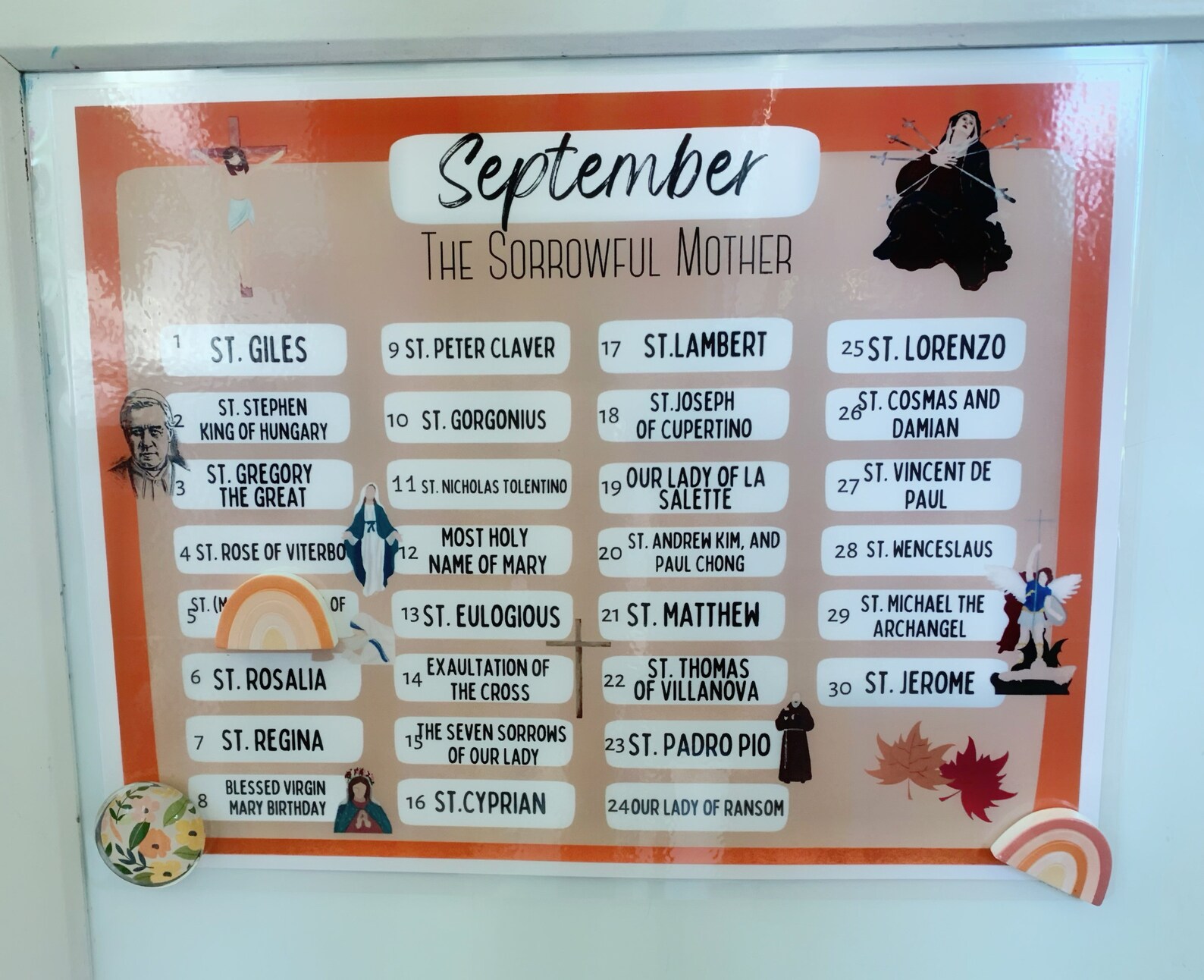 September Saints Feast Day Printable Calendar- St. Michael Digital ...