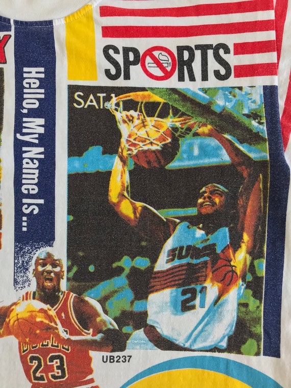 RARE Vtg 90s STARTER t shirt NBA All overprint Single… - Gem