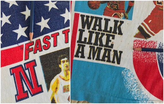 RARE Vtg 90s STARTER t shirt NBA All overprint Single… - Gem