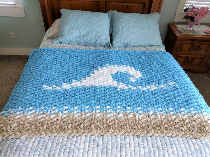 Wave Knitting Pattern and Tutorial Instructions, Chunky Knit Blanket ...