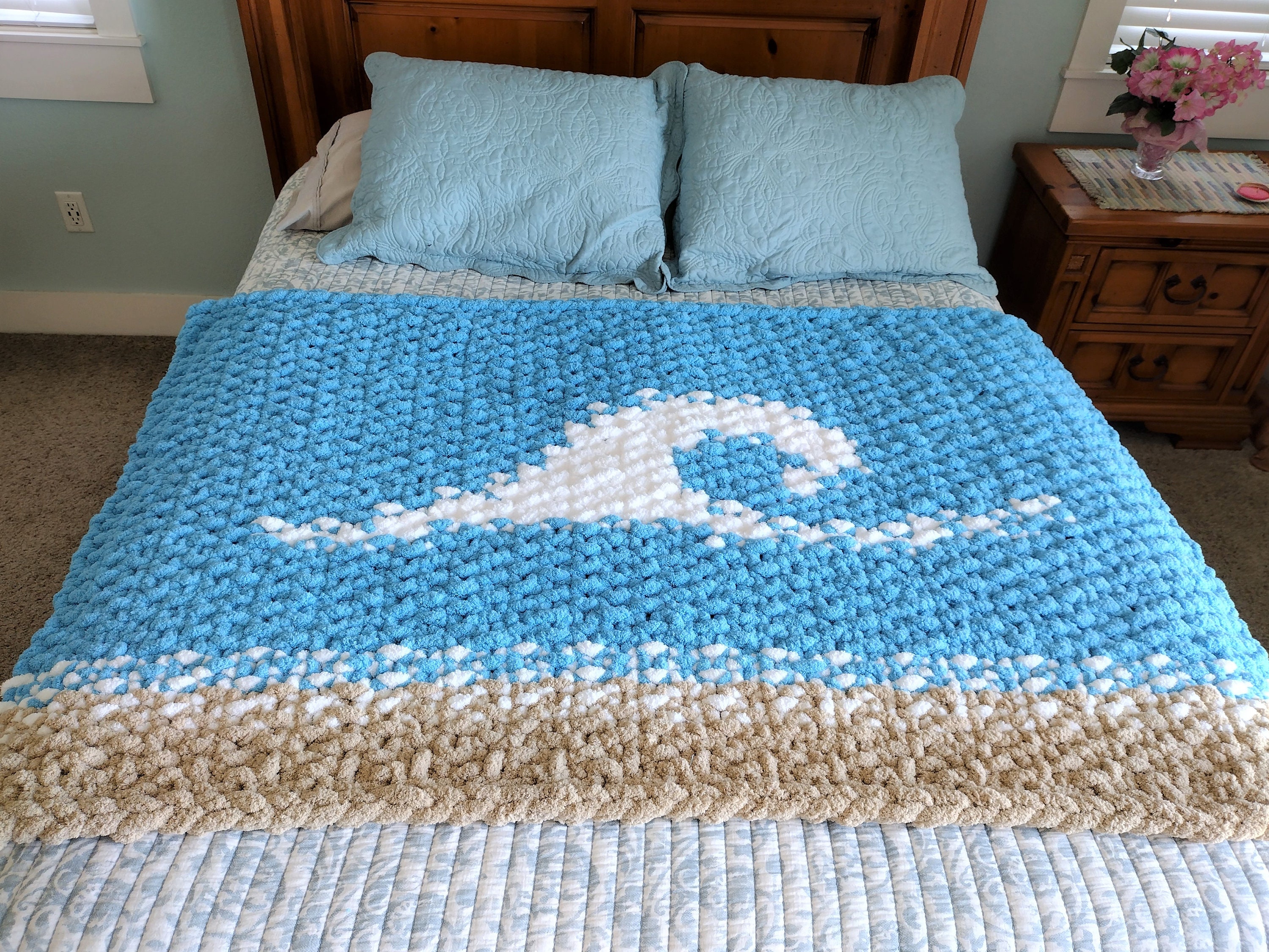 Wave Knitting Pattern and Tutorial Instructions, Chunky Knit Blanket ...