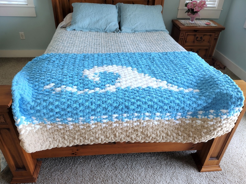 Wave Knitting Pattern and Tutorial Instructions, Chunky Knit Blanket ...