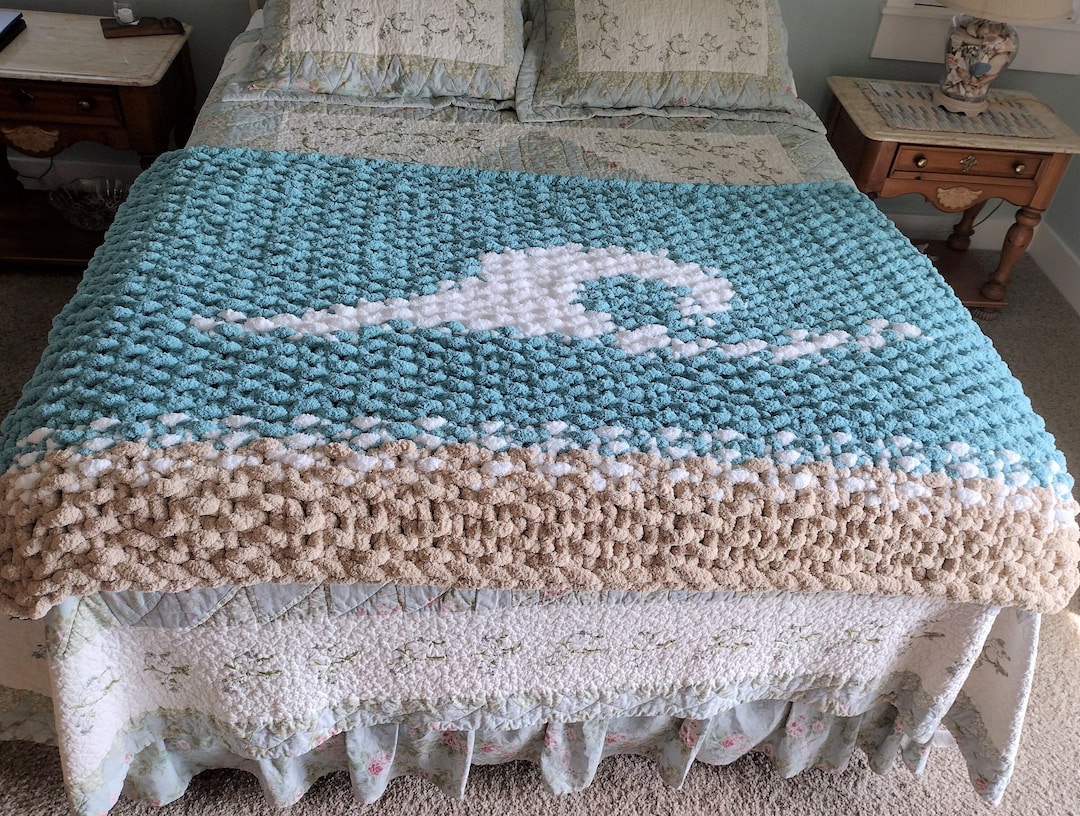 Wave Knitting Pattern and Tutorial Instructions, Chunky Knit Blanket ...