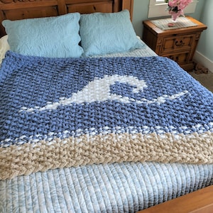 Wave Knitting Pattern and Tutorial Instructions, Chunky Knit Blanket ...