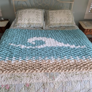 Wave Knitting Pattern and Tutorial Instructions, Chunky Knit Blanket ...